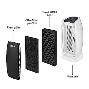Hunter Air Purifier with Viro-Silver Pre-Filter and 2 in 1 HEPA Filter, Captures Allergens, Smoke, Odors, Mold, Dust, Germs, Pets, Mold, Smokers, Large and Medium Room Air Purifier (Medium)