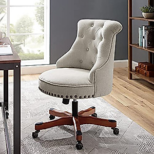 Linon The Talia Beige Adjustable Seat Height Office Chair