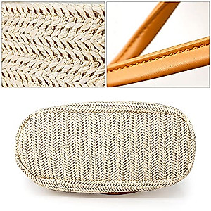Oct17 Women Straw Beach Bag tote Shoulder Bag Summer Handbag - White