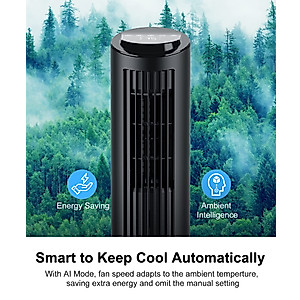 Tower Fan for Bedroom, 20ft/s Quiet Cooling Fan, 70° Oscillating Floor Fan with Remote,Led Display,3 Speed Options,4 Modes,12Timer,13“ Bladeless Portable Table Fan for Bedroom Office Home Black