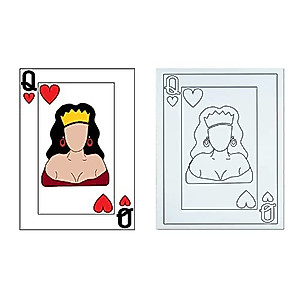 King Queen Playing Cards (2 Pack) 12x16 Canvas Paint Party Kits Pre-Drawn Outline Canvas for Paint and Sip