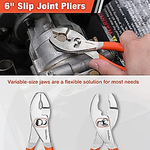 ValueMax 6-Piece Pliers Set, Includes 6 Inch& 4-3/4 Inch Long Nose Pliers, 6 Inch& 4-1/4 Inch Diagonal Pliers, 6 Inch Slip Joint Pliers, 8 Inch Groove Joint Pliers, Dipped Handle for DIY& Home Use