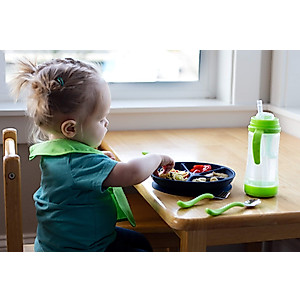 green sprouts Learning Cutlery Set | Helps toddler develop independent eating skills | Designed for small hands, Contoured handles for easy gripping, Safety edge on knife, Dishwasher safe
