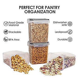 Vtopmart Airtight Food Storage Containers 12 Pieces 1.5qt / 1.6L- Plastic BPA Free Kitchen Pantry Storage Containers for Sugar, Flour and Baking Supplies - Dishwasher Safe - Include 24 Labels, Black