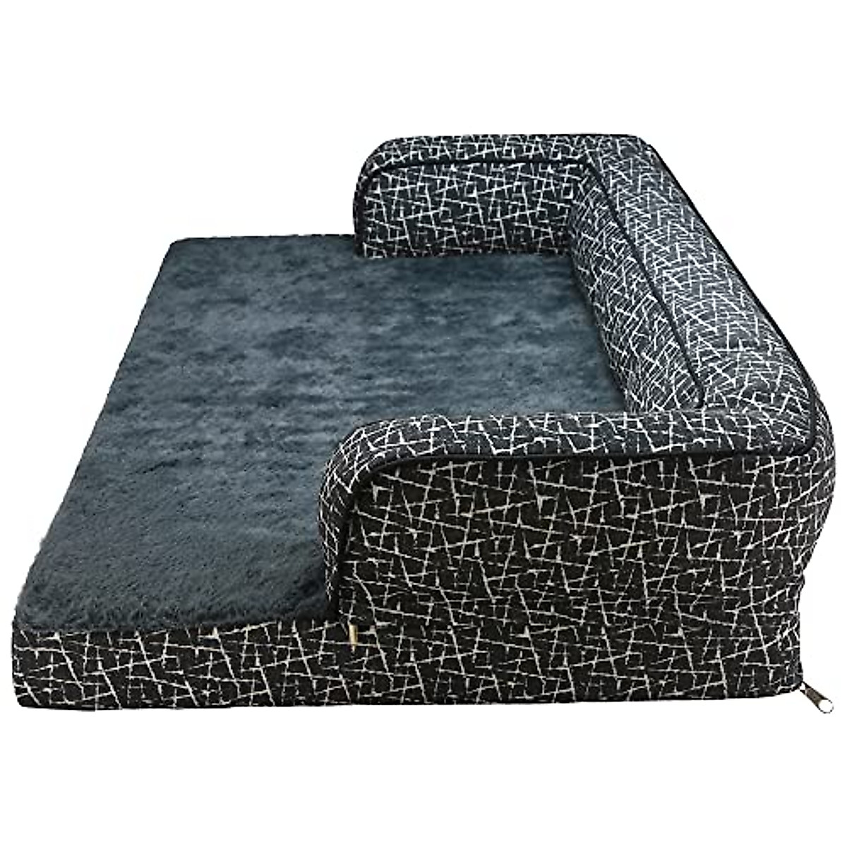long rich Rectangle Pet Bed, Cozy Latex Foam Dog Sofa Bed for Small, Medium, and Large Pets, Waterproof PV Plush Fabric Pet Cushion,Non-Slip (30" x 20" x 6.5", Printed Canvas-Grey) (LTX-BLACK-M-4697)