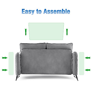 Artechworks Velvet Loveseat Sofa Couch Mid Century Modern, Tufted Upholstery, Reception Love Seats,2-Seat Chair Couch,Office,Home,Bedroom,Livingroom, Apartment, Silver Tone Metal Legs, Grey