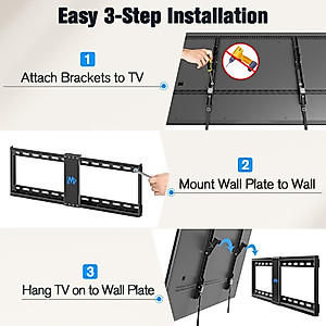 Mounting Dream TV Mount for Most 37-70 Inch TV, Universal Tilt TV Wall Mount Fit 16", 18", 24" Stud with Loading Capacity 132lbs, Max Vesa 600 x 400mm, Low Profile Flat Wall Mount Bracket