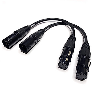 CESS-008 XLR3M to XLR5F DMX512 Adapter Cable - 3 Pin Male XLR to 5 Pin Female XLR DMX Turnaround, 6 Inches - 2 Pack