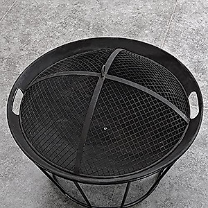 FirsTime & Co. Black Lakeview Fire Pit with Screen Lid, Wood Burning Fire Pit for Garden, Backyard, Patio, Metal, 23 x 23 x 20 inches