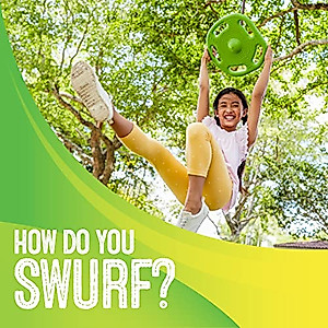 Swurfer Disc Tree Swing - Swing Sets for Backyard, Outdoor Swing Playset, Swingset Outdoor for Kids, Easy Installation, Adjustable Heavy Duty Braided Rope, Weather Resistant, Ages 4 & Up,Green