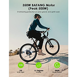 Oraimo Electric Bike for Adults,350W BAFANG Motor(Peak 500W), 4A 3H Fast Charge, UL Certified 468Wh Li-ion Battery, 26" Mountain Ebike Shimano 21 Speed, Air Saddle Adult Electric Bicycle