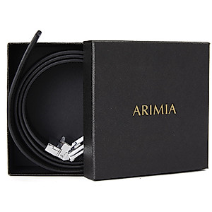 ARIMIA Fashion Diamond Men Real Leather Ratchet Belt Black Adjustable Length Full Grain Soft Genuine Cowhide Strap 1.5 Inch Wide (Silver Black G1, Adjustable from 26" to 46" Waist)