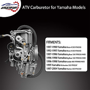 Carburetor Carb with Intake Manifold for ATV Yamaha 1987-1990 & 1992-1995 Moto-4 350 YFM350 | 1987-2004 Warrior 350 YFM350 | 1987-1998 Big Bear 350 YFM350 | 1996-1998 Kodiak 400 YFM400