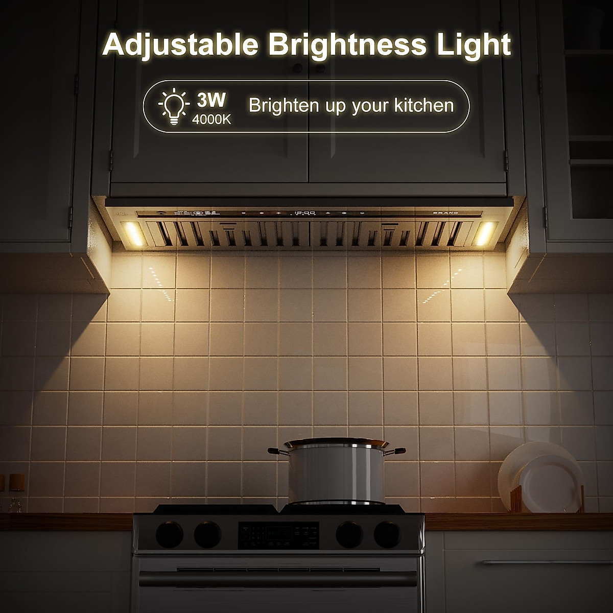 BRANO Range Hood Insert 30 Inch, 900 CFM Smart Voice/Gesture/Touch Control, 4 Speed Exhaust Fan, Stainless Steel Kitchen Hood with Charcoal Filter, Ducted/Ductless Convertible