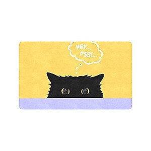 susiyo Doormat Cute Black cat Yellow Eyes Non-Slip Indoor 30"x18" Entryway Door Mat (Rubber Backing)