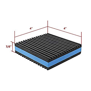 LBG Products Rubber Anti-Vibration Isolator Pads,Heavy Duty Blue EVA Pad for Air Conditioner,Compressors,HVAC,Treadmills etc(4'' X 4'' X 7/8")