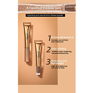 Cream Bronzer Contour Beauty Wand, Highlighter Contour Blush With Cushion Applicator, Liquid Face Bronzer Makeup Wand Lightweight Natural Super Silky Cream Contour Stick Beauty Light Wand (1# Contour Grey brown)