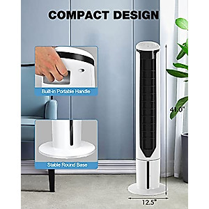 ARLIME Portable Air Conditioner, Evaporative Tower Cooling Fan with Remote, 70° Oscillation, 3 Speeds & 9-Hour Timer, Swamp Cooler with 4 Ice Packs, Tower Cooler Air Cooler for Room Home Office, 41In