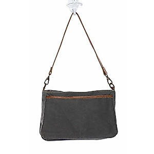 Myra Bag Dual Strap Cowhide & Upcycled Canvas Bag S-1149, Brown, One Size