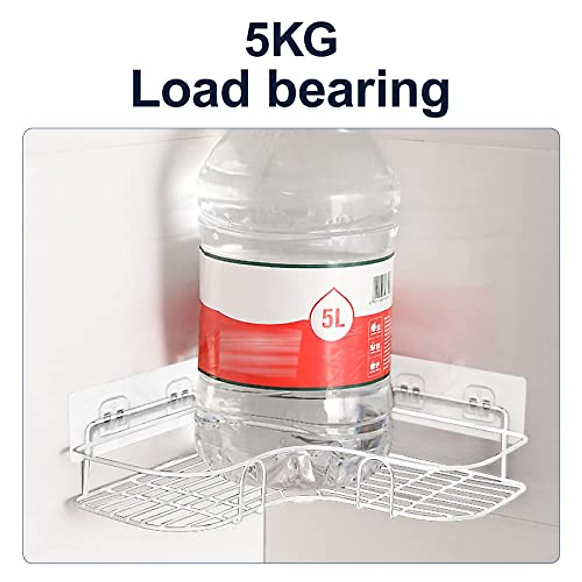 Huryfox Corner Shower Caddy Bathroom Organizer Shower Shelf with Hooks, Adhesive Shower Shelves, Wall Mounted Shampoo Holder, 2 Pack Shower Racks for Inside Shower, White