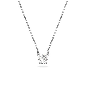 SWAROVSKI Stilla Attract Necklace, Clear Round-Cut Crystal in a Rhodium-Finish Setting, Part of the Stilla Attract Collection