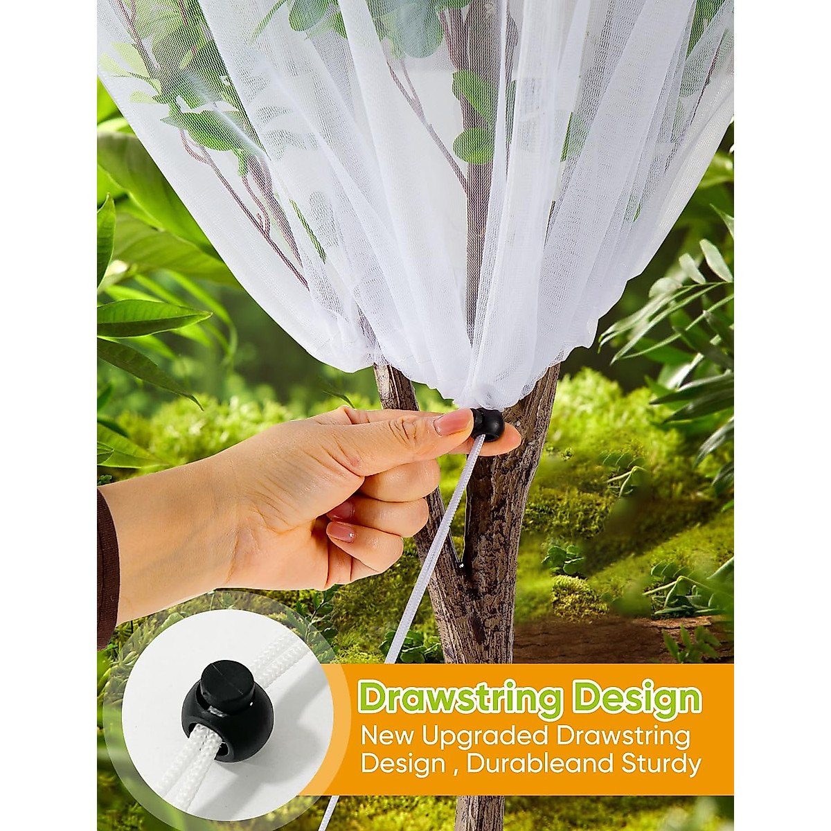 Bird Netting for Blueberry Bushes - 6Pcs Garden Netting Pest Barrier with Drawstring,Garden Plant Netting for Vegetables Fruits Tree Cicada Netting for Trees (6,32x32inch/6PACK)