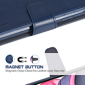 Arae Case for iPhone 11 PU Leather Wallet Case Cover [Stand Feature] with Wrist Strap and [4-Slots] ID&Credit Cards Pocket for iPhone 11 6.1 inch 2019 released (Blue)