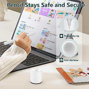 GeeRic Pencil Stand Compatible with Apple Pencil 1st, 2nd Generation, Elegant Holder with/Without Sleeve or Grip Durable Silicone Stand Tip Protection White