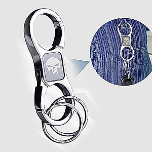 gunhunt 2 Pack Skull Key Chain, Key Chain with 2 Key Rings and Quick Release Zinc Alloy Detachable Key Chain (Black)