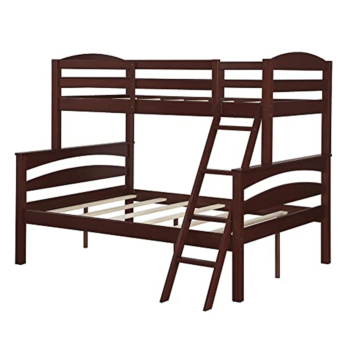 Dorel Living Brady Solid Wood Bunk Beds Twin Over Full with Ladder and Guard Rail, Espresso