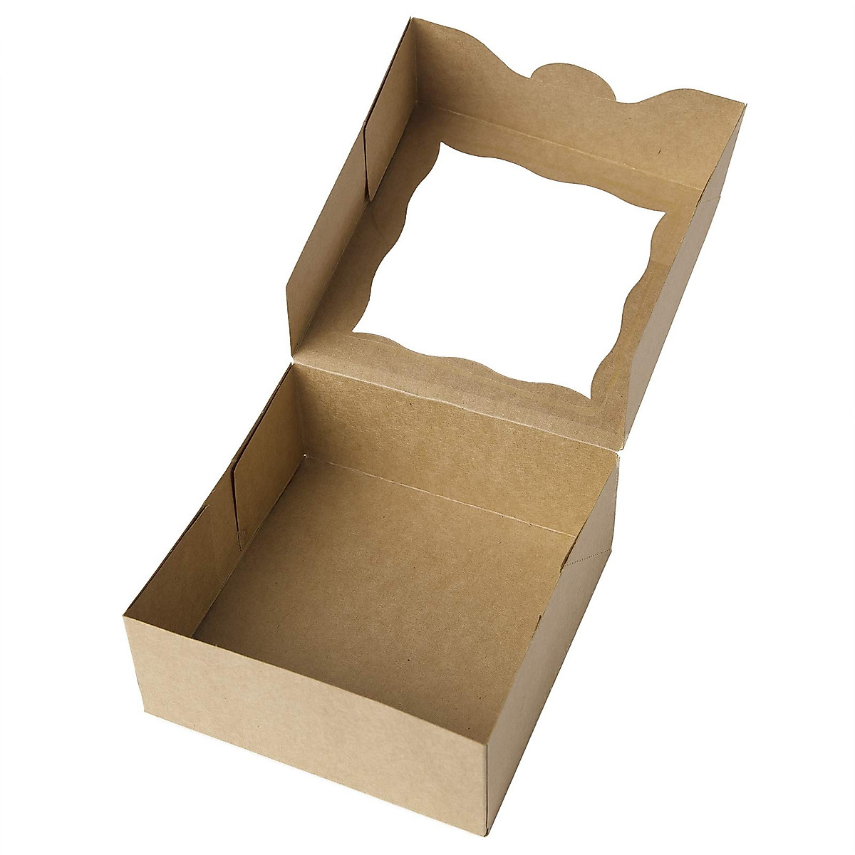 ONE MORE [15pcs] 7"x7"x2.5"Brown Bakery Boxes with PVC Window for Pie and Cookies Boxes Small Natural Kraft Paper Box 7x7x2.5inch,Pack of 15 (Brown, 15)
