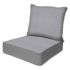Honeycomb Outdoor Textured Solid Platinum Grey Deep Seating Patio Cushion Set: Resilient Foam Filling, Weather Resistant and Stylish Set, Seat: 24" W x 23" D x 6.5” T; Back: 27" W x 24” L