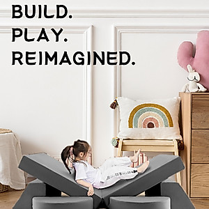 Fivetry Modular Kids Play Couch - 12pcs Convertible Kids Sofa Kids Couch Building Fort Toddler Sofa Comfy Toddler Foam Couch Play Fort Couch in Playroom/Nursery with Hook and Loop