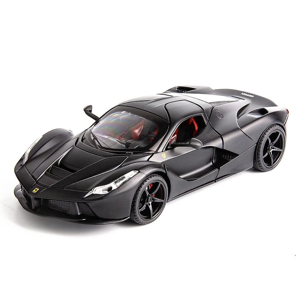 BDTCTK Compatible for 1:22 Ferrari RAFA Toy Model Car, Zinc Alloy Pull Back Car with Sound and Light and Body Door Opened, Toy Car for Kids Boy Girl Gift Black