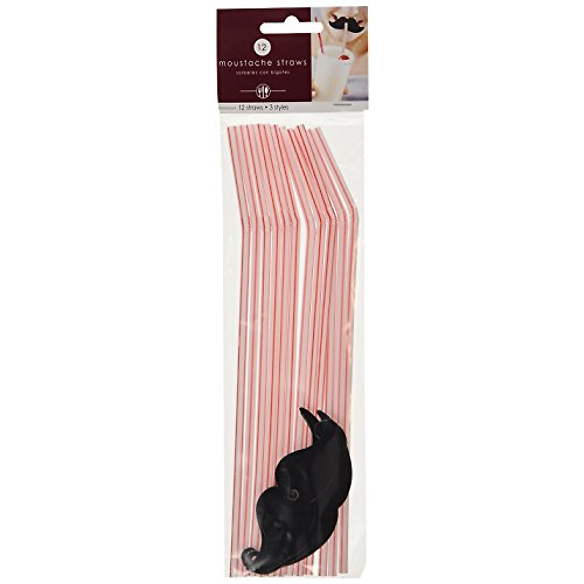 amscan Moustache Straws | 12 Ct.,Multi Color,9 1/4"