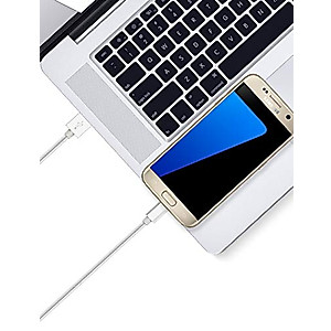 TALK WORKS Micro USB Cable 3 Pack 6ft Long Android Phone Charger Braided Heavy Duty Fast Charging Cord for Samsung Galaxy S6 / S7, Tablet, Bluetooth Speaker, Wireless Earbuds Headphones - Silver