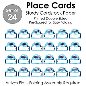 Big Dot of Happiness Taking Flight - Airplane - Vintage Plane Baby Shower or Birthday Party Tent Buffet Card - Table Setting Name Place Cards - Set of 24