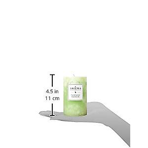Aroma Naturals Litsea Cubeba and Bergamot Essential Oil Green Scented Pillar Candle, Verbena, 2.5 inch x 4 inch
