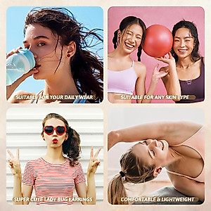 SIISPRI 316L Surgical Stainless Steel Ladybug Earring Round Circle Button Stud Post Earrings 10MM (silver)