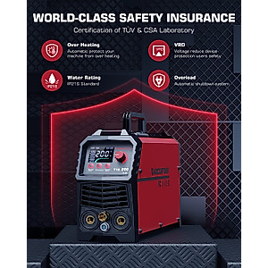 ARCCAPTAIN TIG Welder 200A, High Frequency 110v/220v Dual Voltage TIG/Stick/Arc 2 in 1 Welder LED Digital Display Welding Machine with 2T/4T Function and Tungsten Electrode