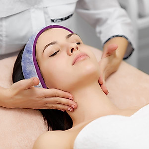 Denfany Spa Facial Headband 4 Pack Ultra Soft Adjustable Terry Cloth Skincare Headband for Face Washing, Shower, Facial Mask, Yoga