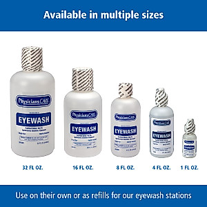 PhysiciansCare Wall-Mountable Eyewash Station with 2 Bottles of Eye Wash Solution, 32 oz Each