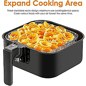 8" Air Fryer Rack,3 Stackable Square Stainless Steel Air Fryer Rack Compatible with Instant Vortex,Philips,COSORI Air Fryer, Fit all 4.2QT - 5.8QT Oven Press Cooker Dehydrator Rack Air Fryer Accessories