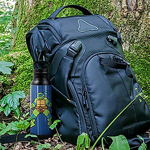 Teenage Mutant Ninja Turtles TMNT OFFICIAL Leo And Logo 24 oz Insulated Canteen Water Bottle, Leak Resistant, Vacuum Insulated Stainless Steel with Loop Cap