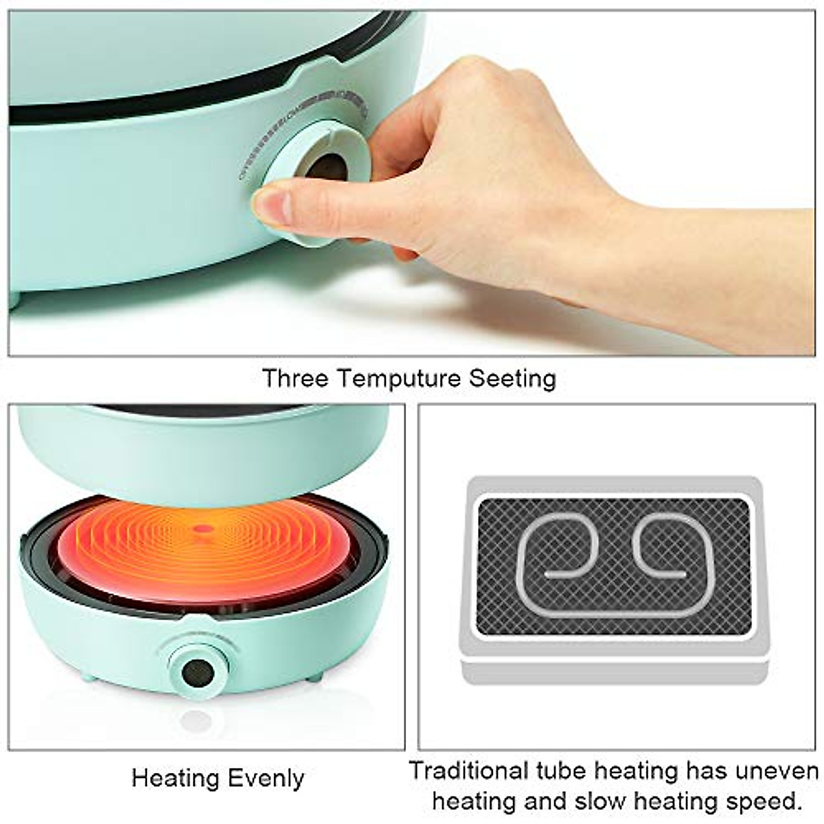 Electric Hot Pot with Induction Cooker Non-Stick Electric Skillet,Electric Pot for Cooking Burner with Shabu Shabu Pot Enjoy Chinese Hot Pot with Family and Friends 5.3QT Multi-Cooke