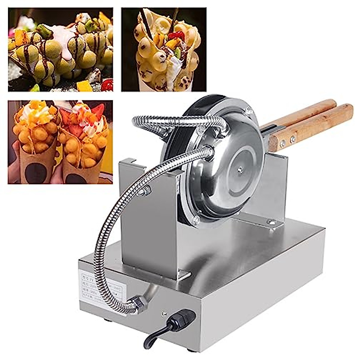 Electric Ice Cream Cone Waffle Maker Machine 1400W Non-Stick Rotatable Waffle Baker Machine with 50~300℃ Temp Range for Bakery, Restaurant, Snack Bar or Household