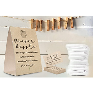 Tesedupoole Kraft Paper Diaper Raffle Sign,Diaper Raffle Baby Shower Game Kit (1 Standing Sign + 50 Guessing Cards),Baby Showers Decorations,Card for Baby Shower Game to Bring a Pack of Diapers-NPZ03