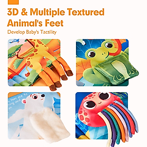 hahaland Baby Books 0-6 Months - 2 PCS Sensory Montessori Toys for Babies 0-6 Months with Crinkle Squeaky Sounds, Mirrors, Teethers - Soft Cloth Tummy Time Book Newborn Infant Toys