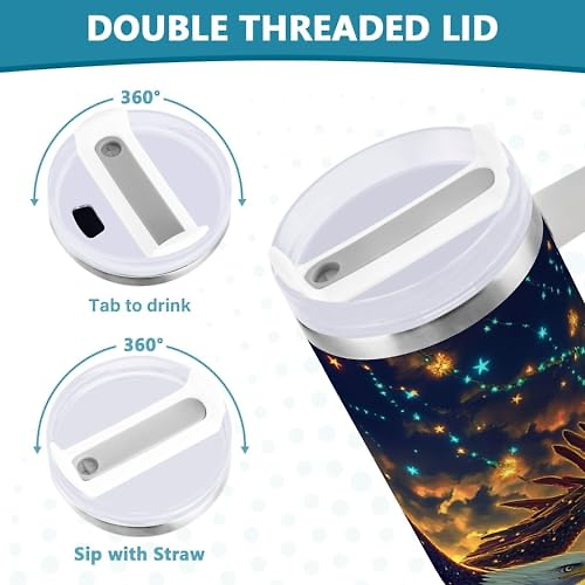 Slewiaeky Tumbler with Handle 40 oz Animal Hawk Beautiful America Travel Mug with Lid and Straw Stainless Steel Vacuum Insulated Water Bottle Cup for Iced Tea Coffee Cold Beverages Cup Holder Friendl
