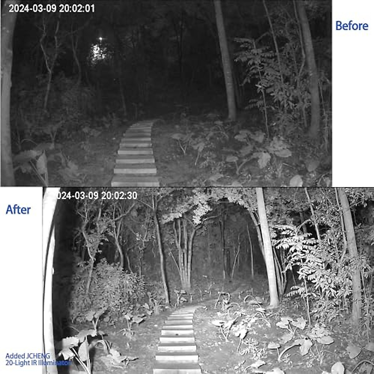 JCHENG SECURITY JC 210ft Infrared Illuminator, 20 LEDs 90 Degree Wide Angle IR Illuminator for Night Vision,Waterproof LED Infrared Flood Light Black